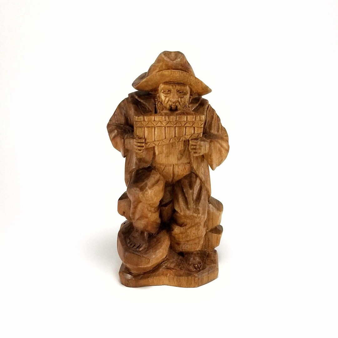 Man Playing Pan Flute Wood Carving - Etsy
