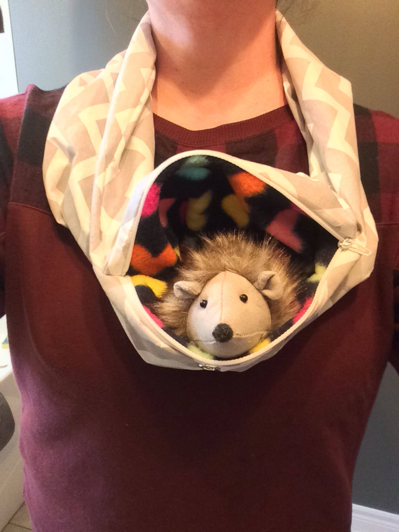 Small Animal Bonding Scarf With Hidden Zippered Pocket | Etsy