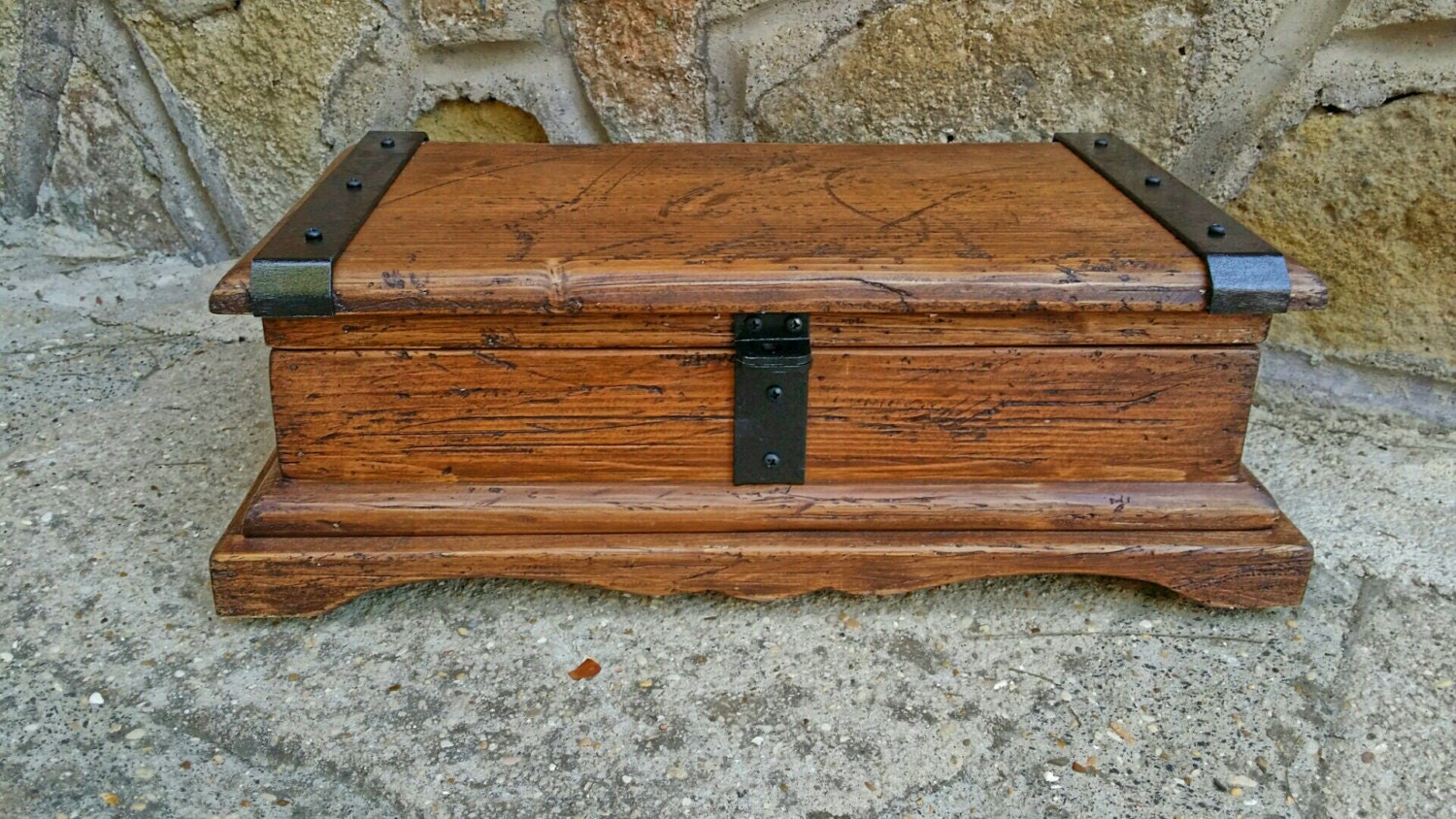 Reclaimed Wood Vintage Storage Box , Wood and Iron , Handcrafted in ...