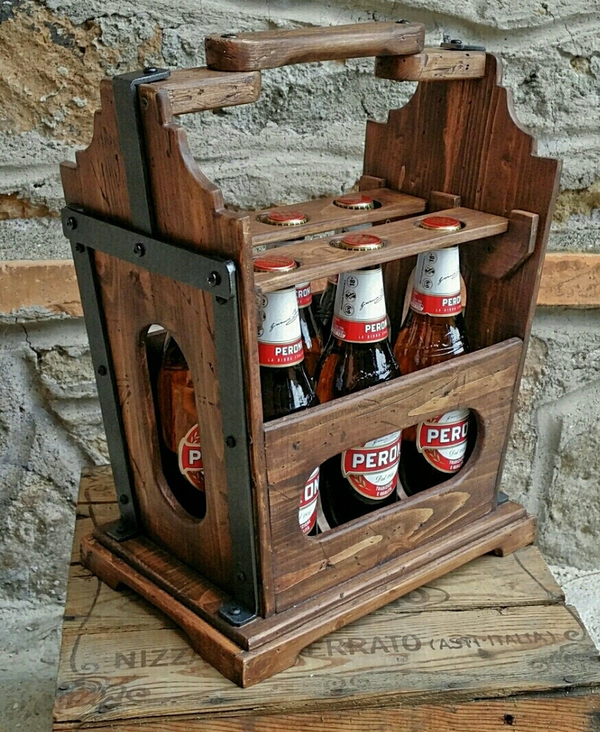 Beer caddy wooden beer carrier rustic wood | Etsy