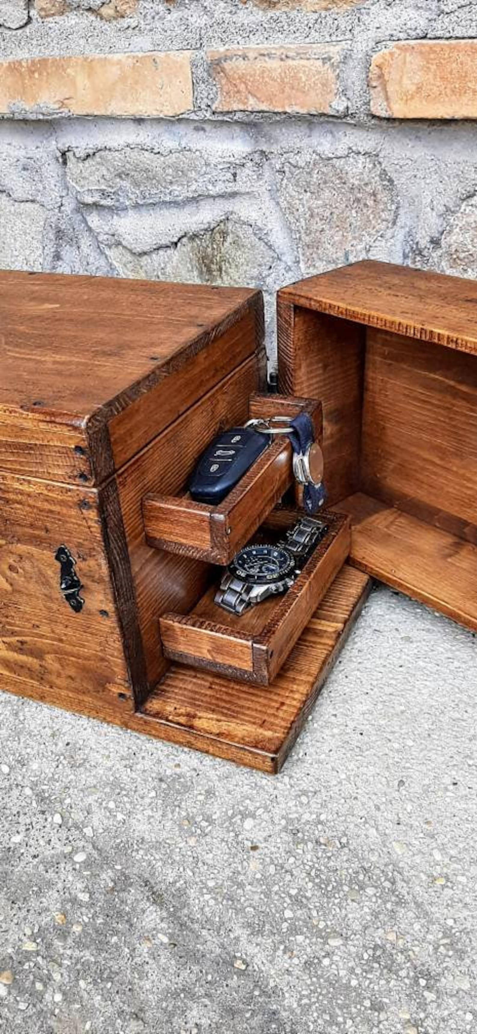 Hidden Gun Storage Box , Valet Box for Man , Reclaimed Wood Box With ...