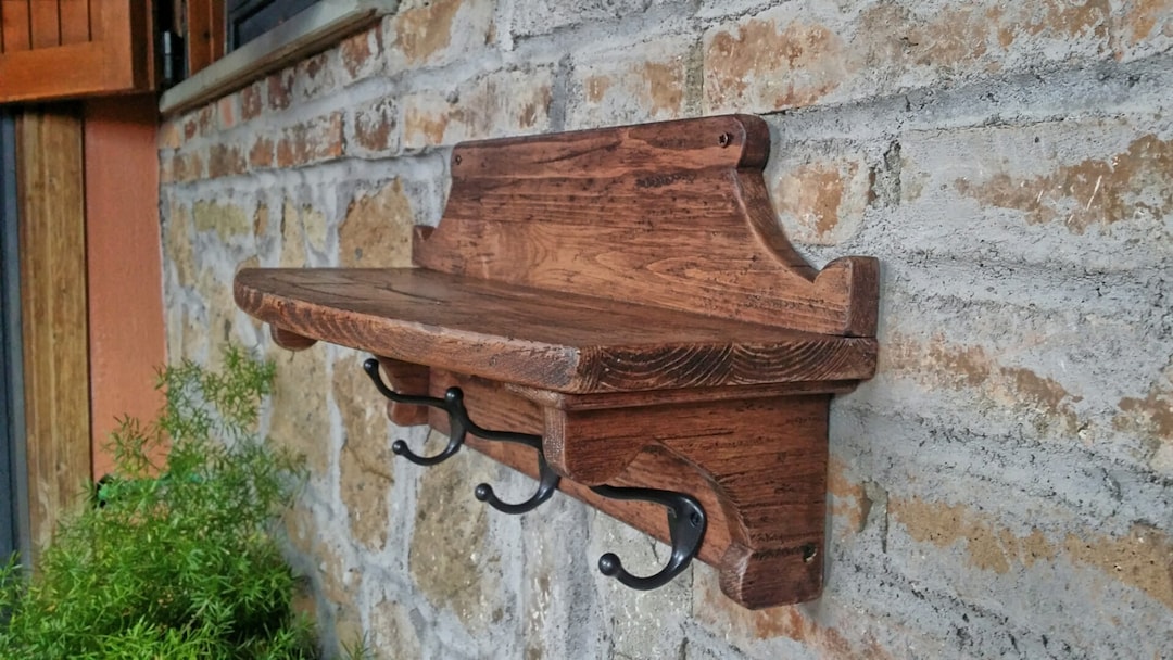 Clothes Hanger Shelf , Towel Rack Shelf ,reclaimed Old Wood , Antique ...