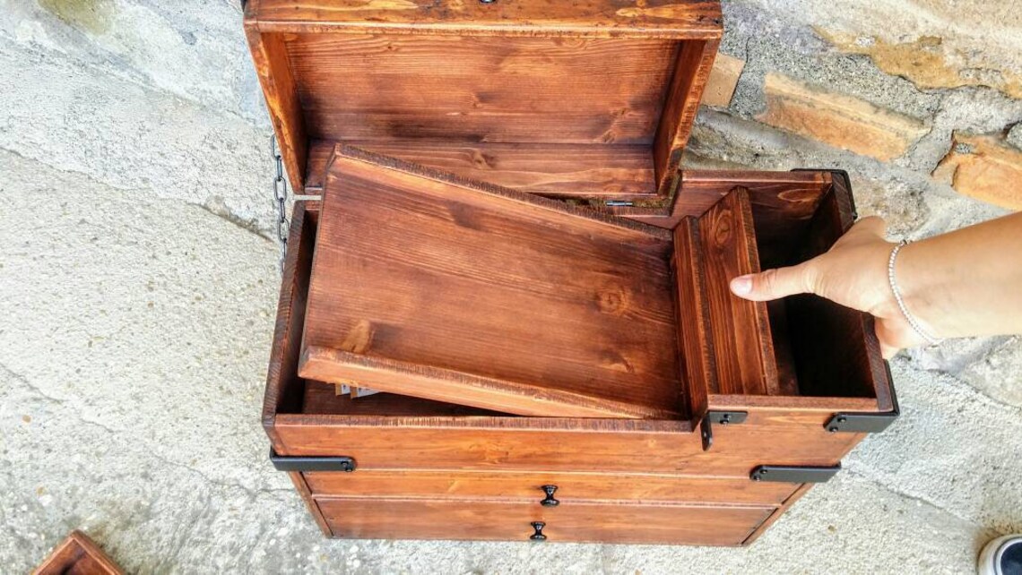 Hidden Storage Valet Box With Drawers and Trays Made in Italy, Secret ...