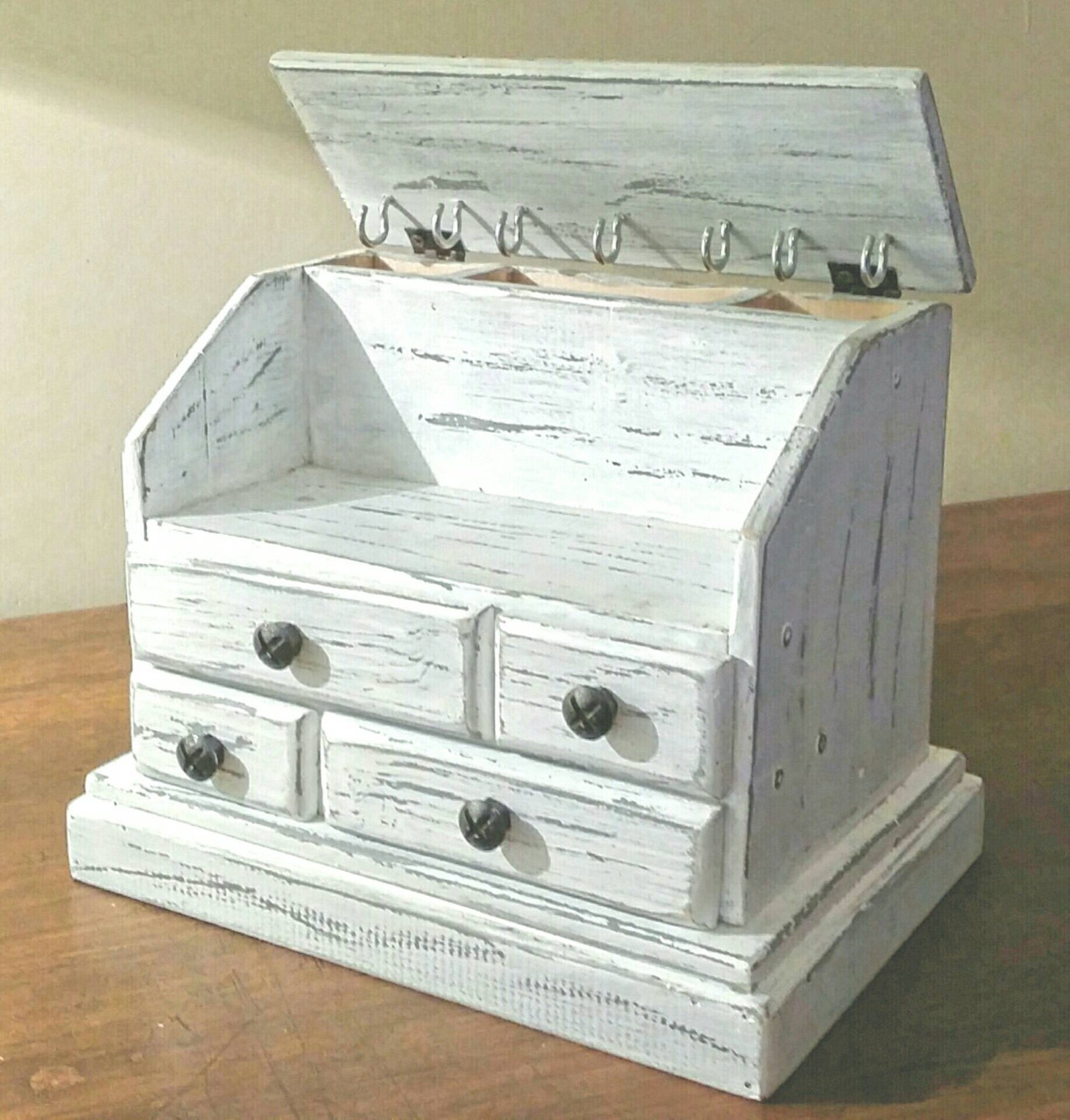 Wooden Jewelry Box shabby Chic Box Whit Dravers White Jewelry - Etsy