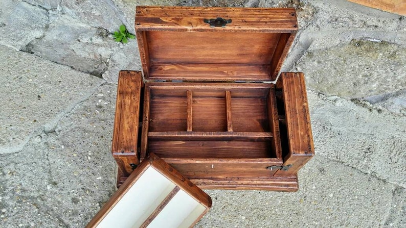 Hidden Compartment Box With Drawers , Reclaimed Wood Jewelry Box ...