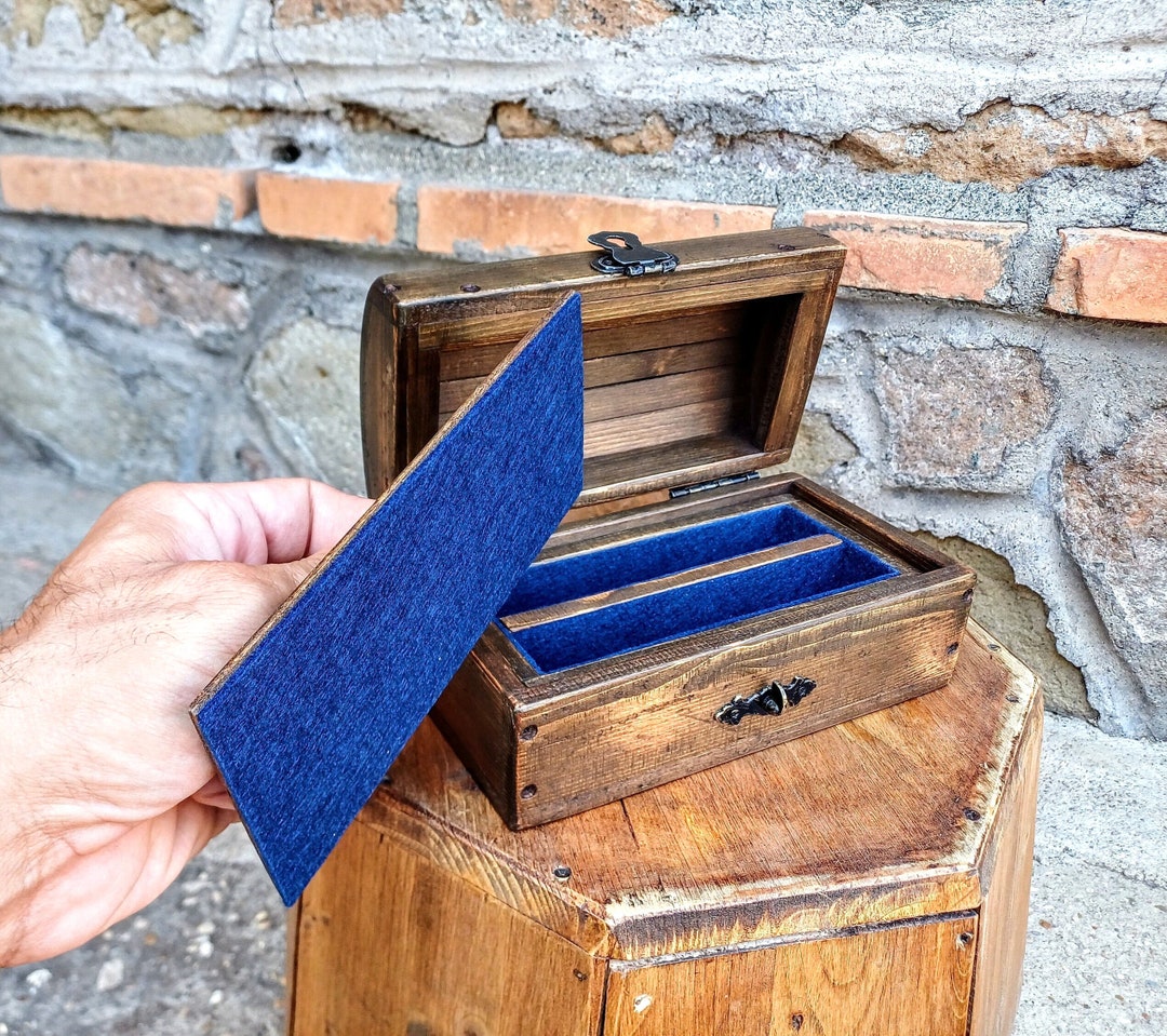 Jewelry Chest With Removable Tray and Soft Blue Felt, Handcrafted in ...