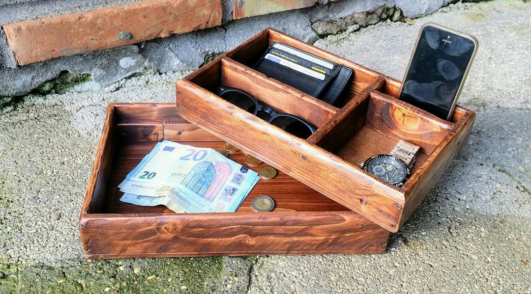 Mens Valet Box With Tray Reclaimed Wood Box With Tray - Etsy