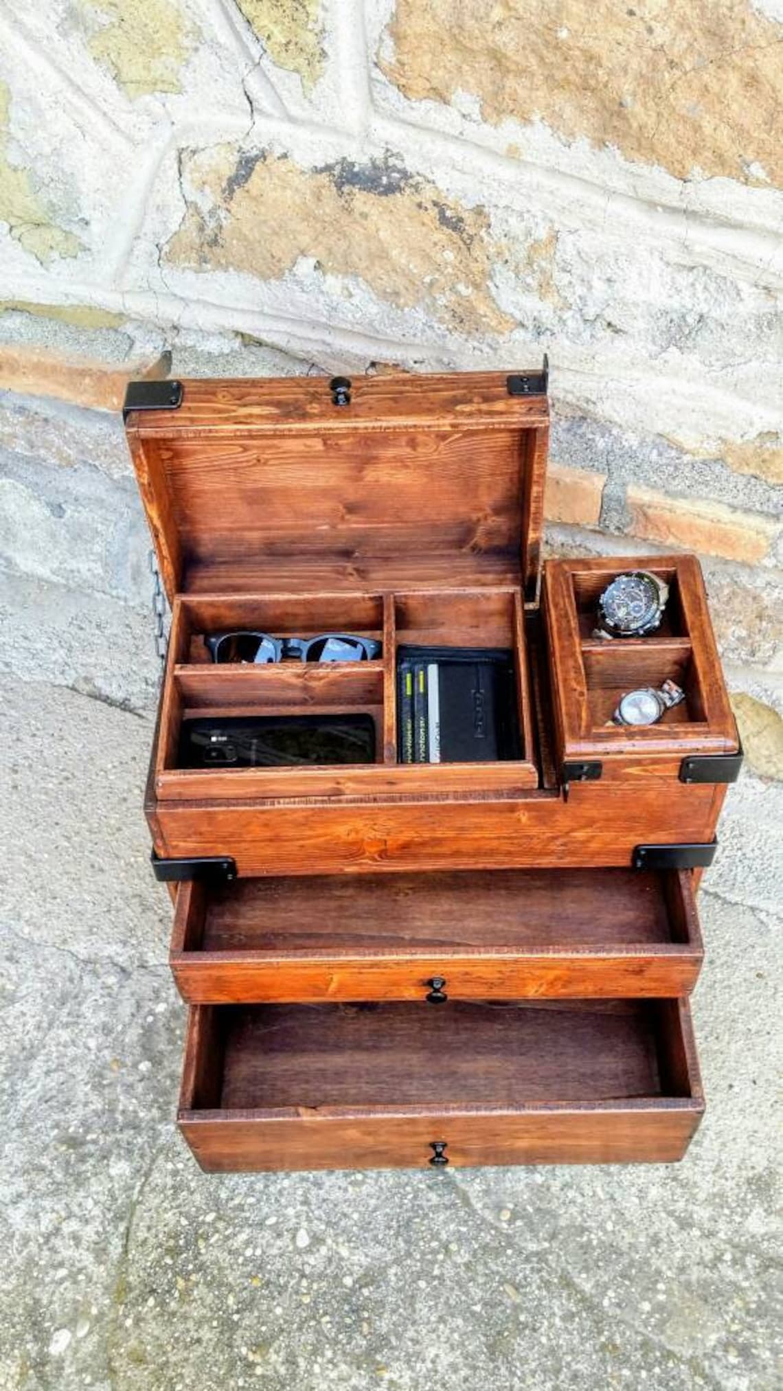 Hidden Storage Valet Box With Drawers and Trays Made in Italy, Secret ...