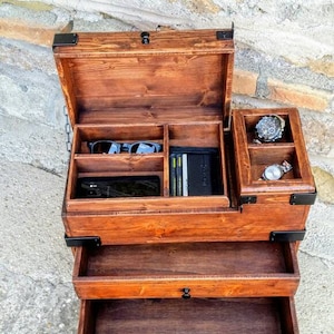 Hidden Storage Valet Box With Drawers and Trays Made in Italy, Secret ...