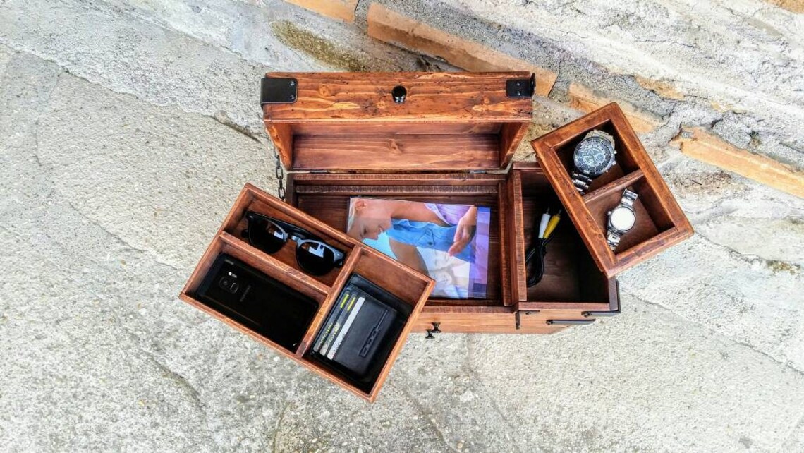 Hidden Storage Valet Box With Drawers and Trays Made in Italy, Secret ...