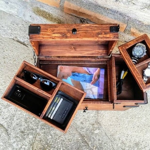 Hidden Storage Valet Box With Drawers and Trays Made in Italy, Secret ...