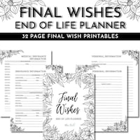 Final Wishes End of Life Planner | Last Will and Testament | Funeral ...