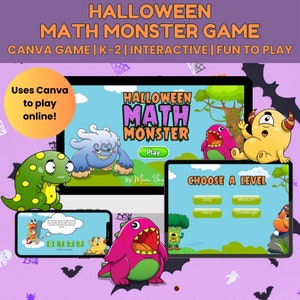 Halloween Monster Math Game | Canva Interactive Game | K-2 Educational ...