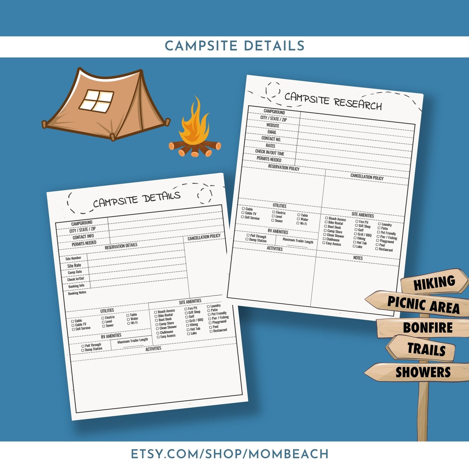 The Ultimate Camping Planner | Campsite Details | Camping Log | Camping ...