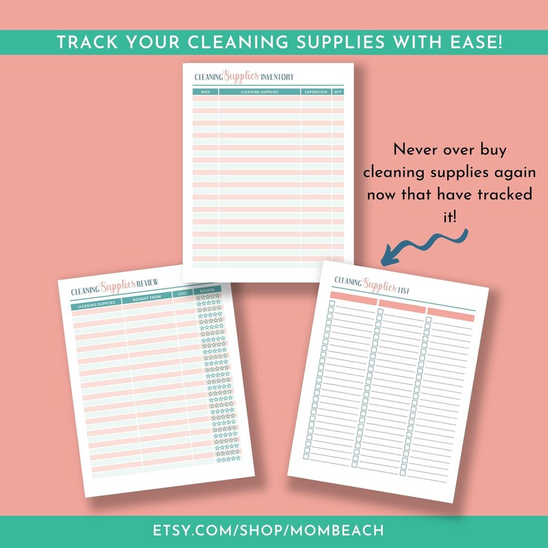 Super Cute Cleaning Planner - 49 Page Printable - 8.5 X 11 - Letter ...