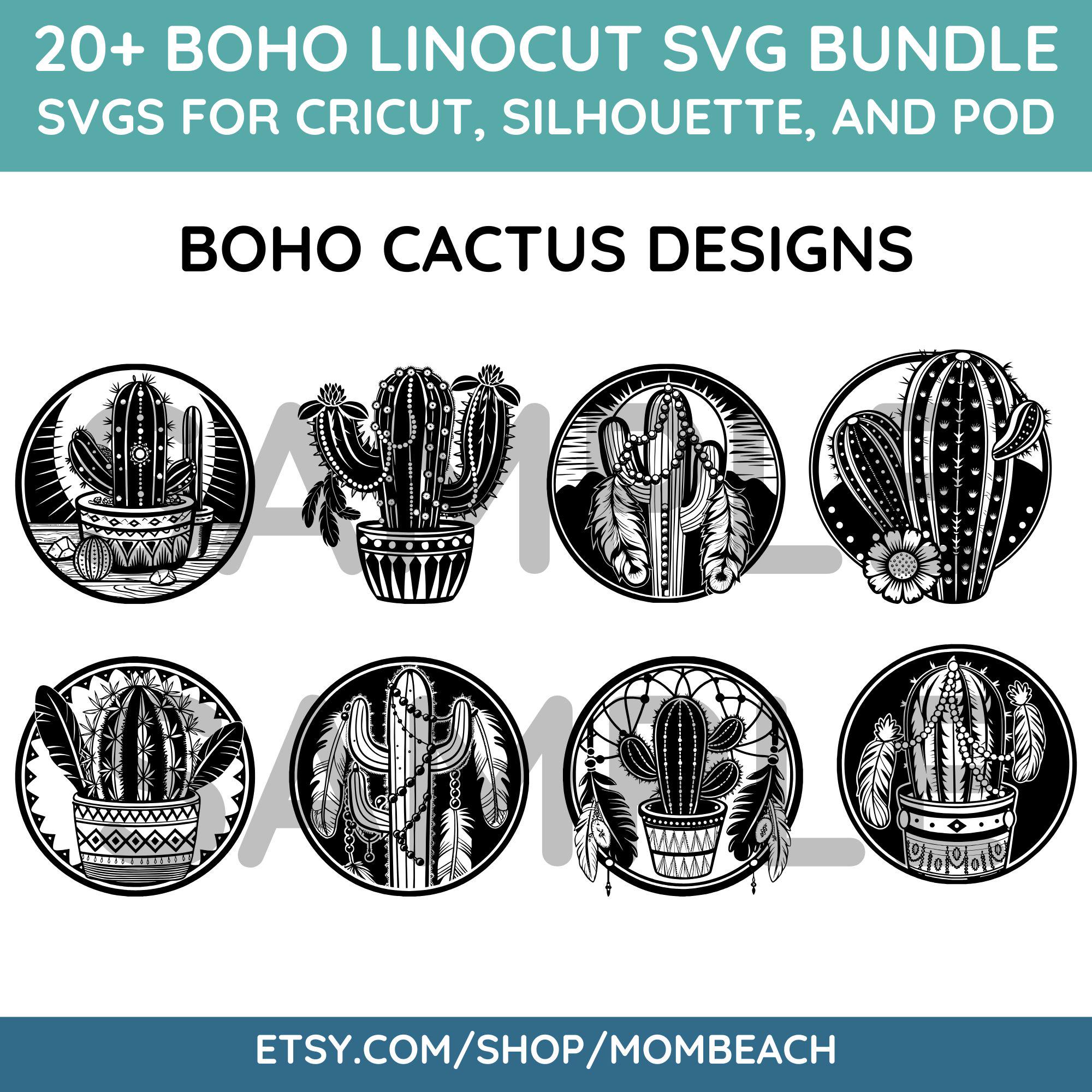 BOHO SVG Pack - 21 Designs - Boho Cactus - Boho Cats - Boho Celestials ...