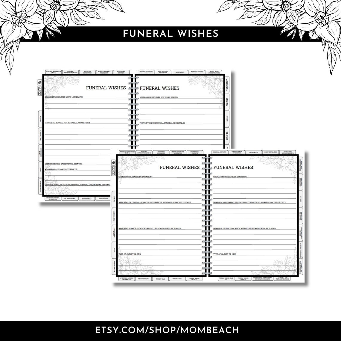 Final Wishes End of Life Digital Planner | Last Will and Testament ...