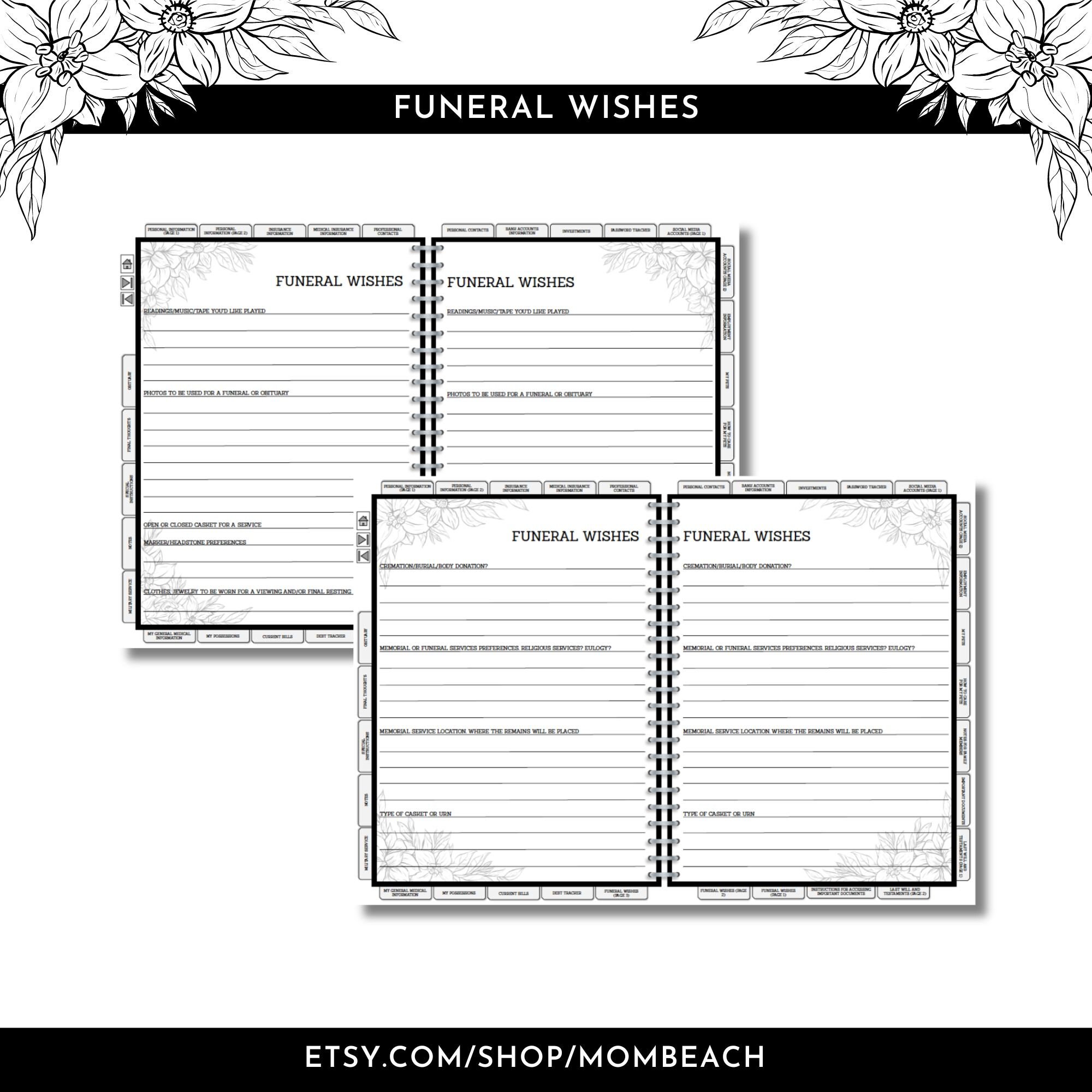 Final Wishes End of Life Digital Planner | Last Will and Testament ...