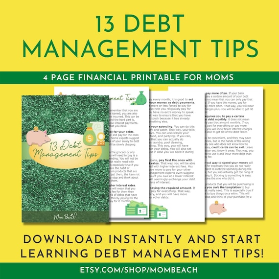 13 Debt Management Tips Printable Debt Payoff Finance Tips | Etsy