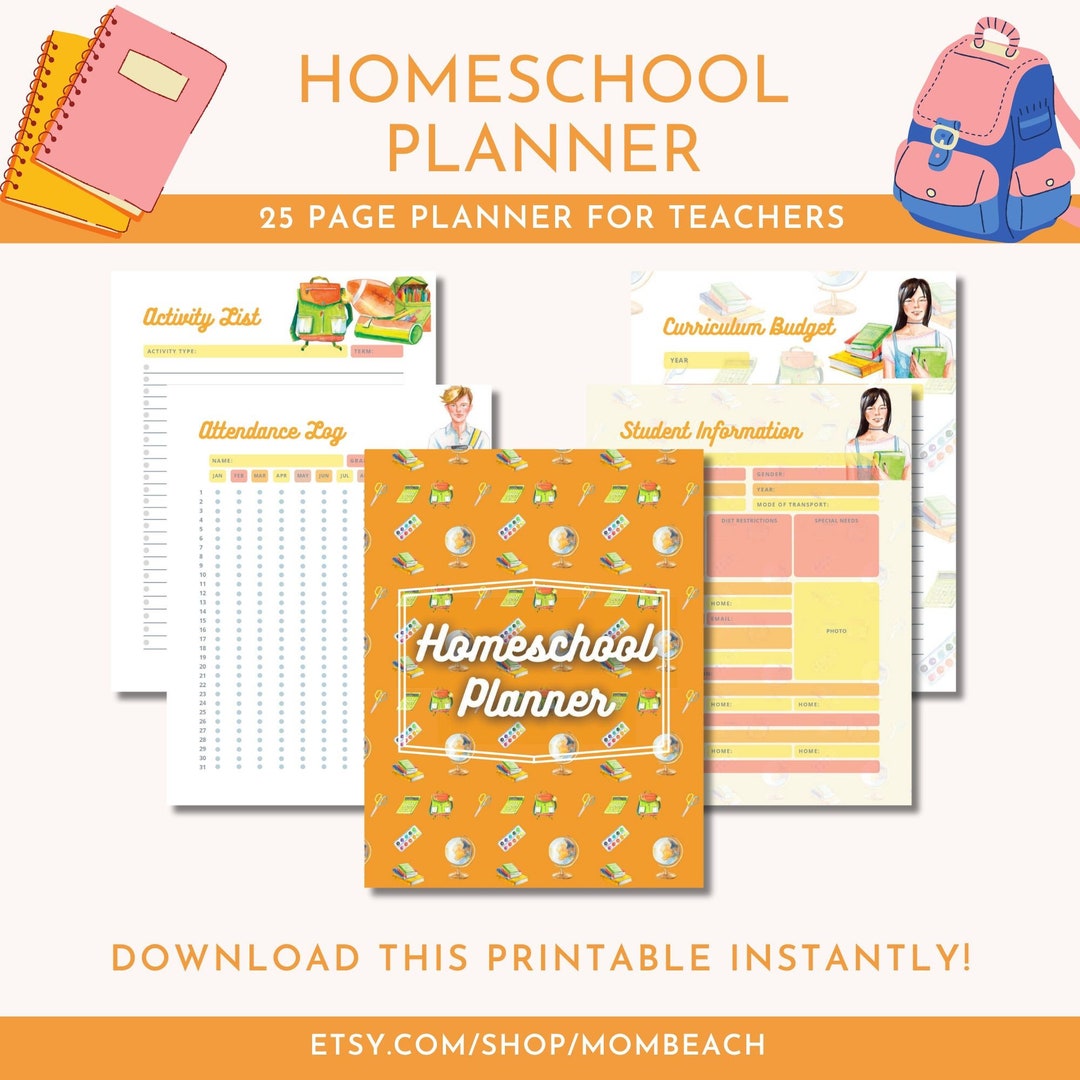 Homeschool Planner | Attendance Log | Timetable | Student Information ...