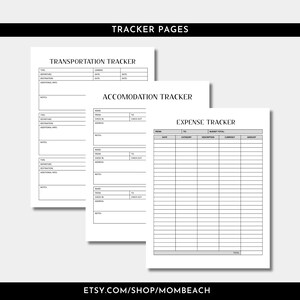 Travel Planner Black and White | Travel Expense Tracker | Trip ...