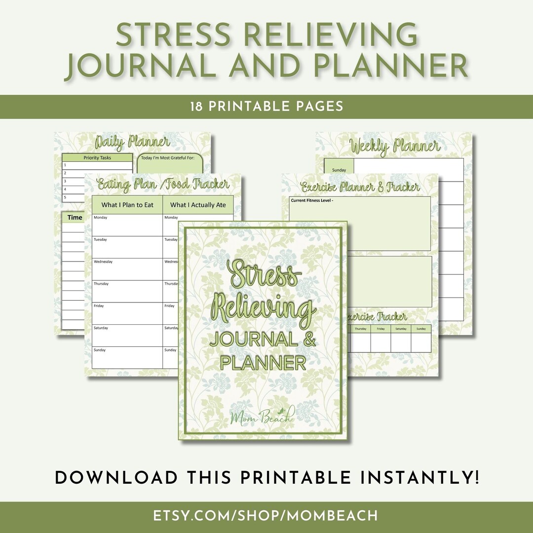 Stress Relieving Journal and Planner | Stress Daily Weekly Journal ...