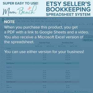 Etsy Seller's Bookkeeping Spreadsheet System - Google Sheets and Excel ...
