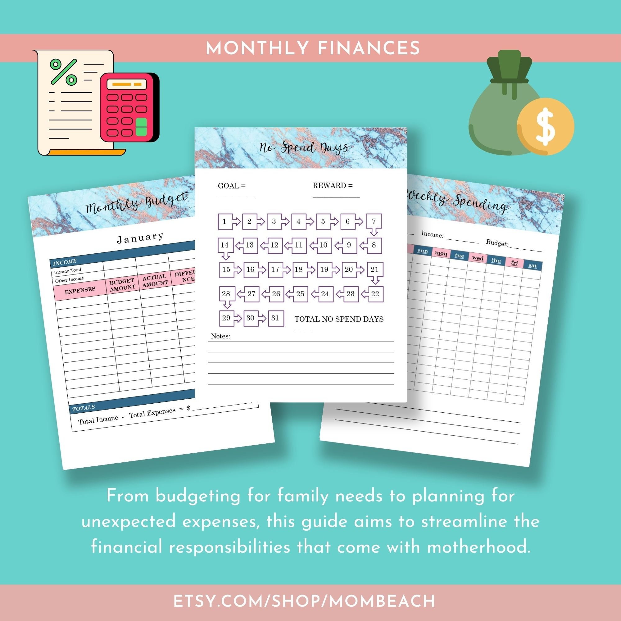 Busy Mom Budget Planner - Expense Planner - Monthly Planner - Weekly ...
