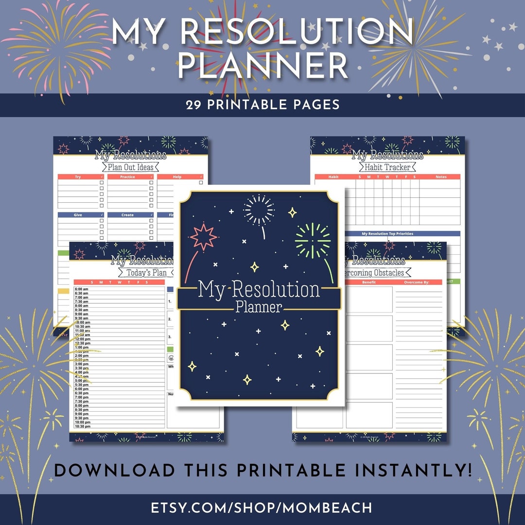 My Resolution Planner | Resolution Journal | Habit Tracker | Resolution ...