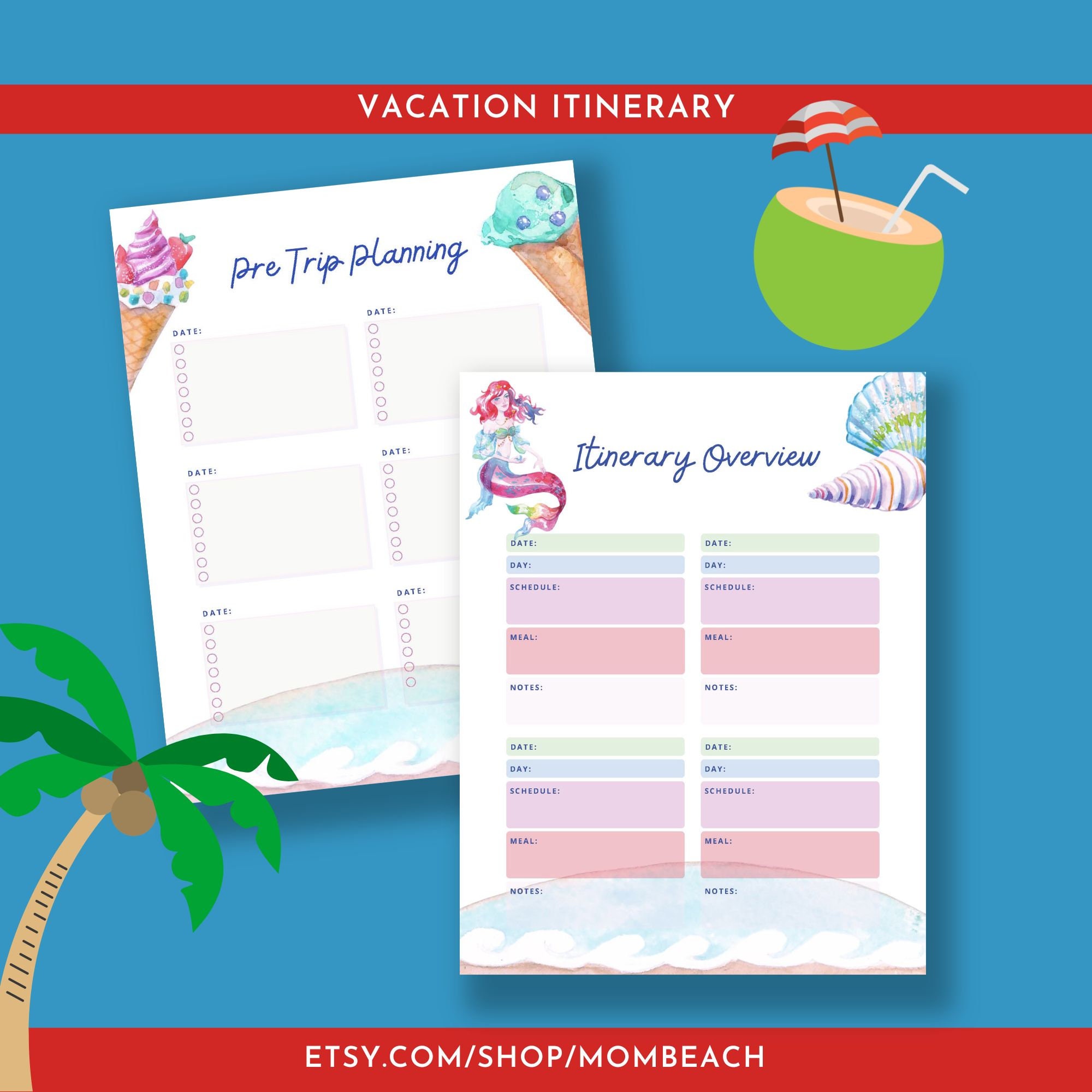 Beach Vacation Planner | Travel Tracker | Vacation Planning | Vacation Itinerary | Vacation Trip ...
