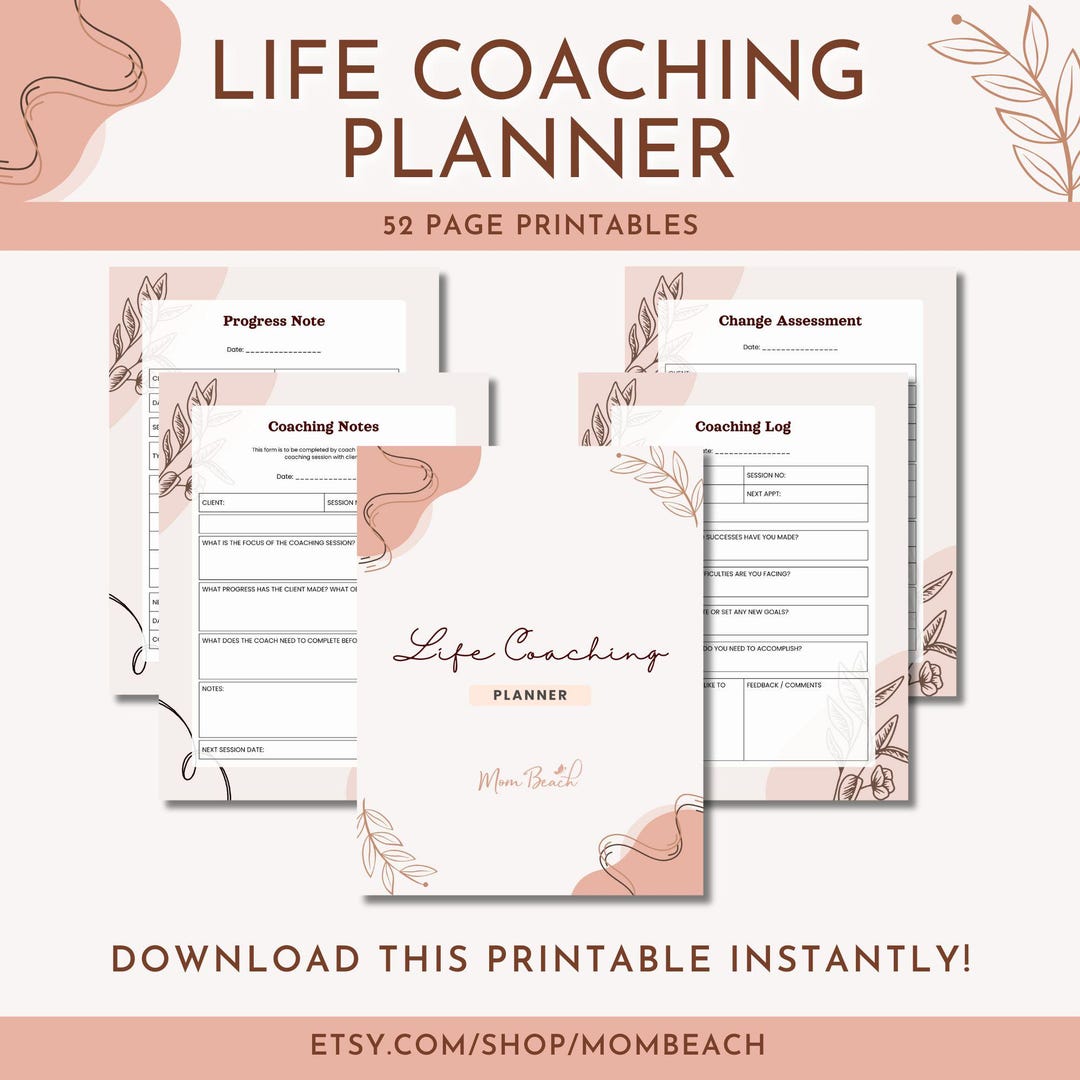 Life Coaching Planner | Life Progress Note | Life Assessment | Wellness ...