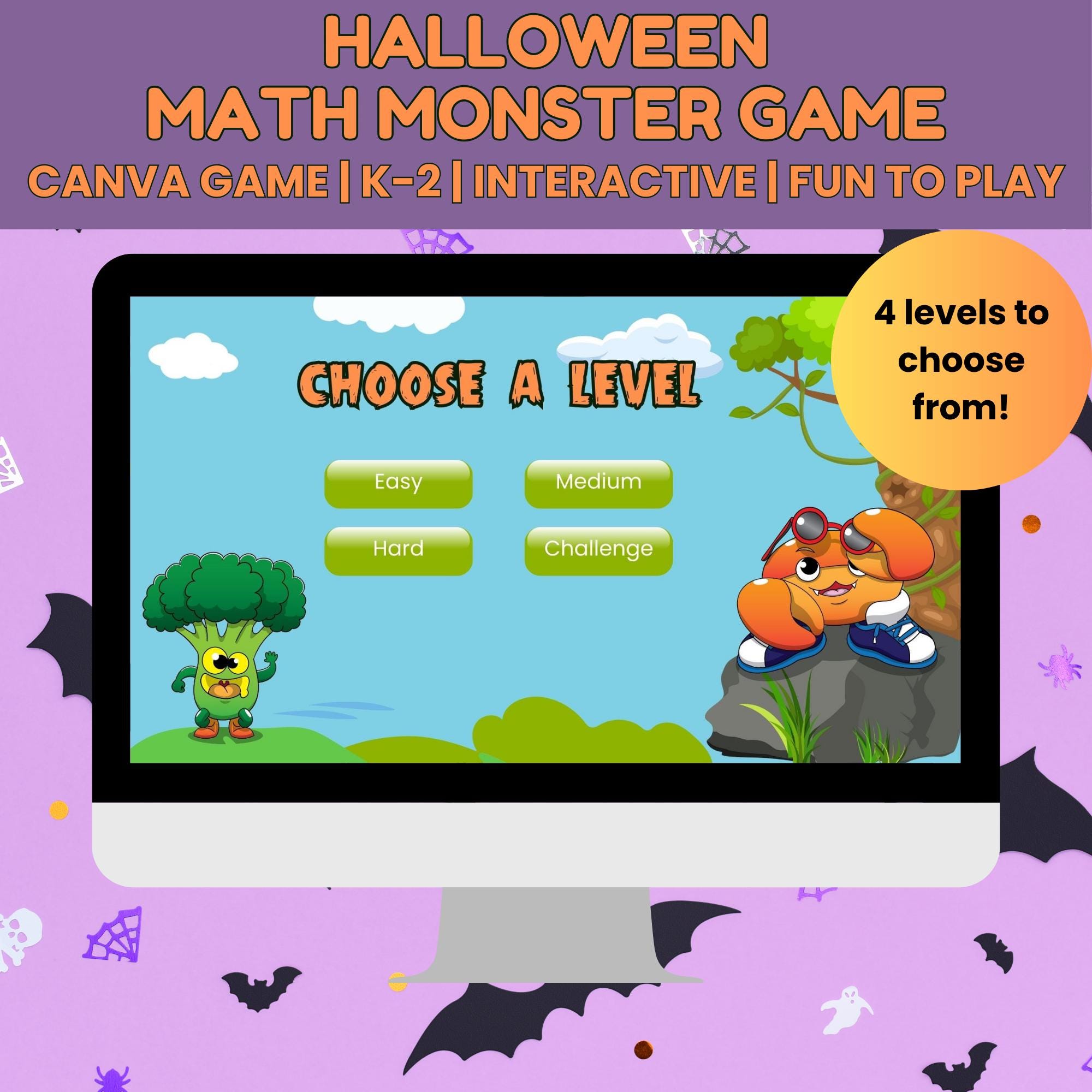 Halloween Monster Math Game | Canva Interactive Game | K-2 Educational ...