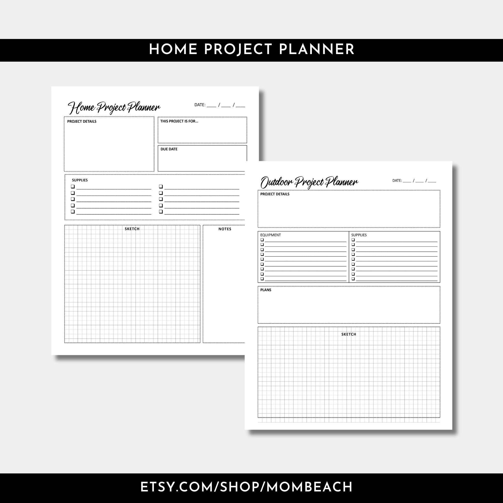 Home Planner Black and White | Home Project Planner | Home Inventory ...
