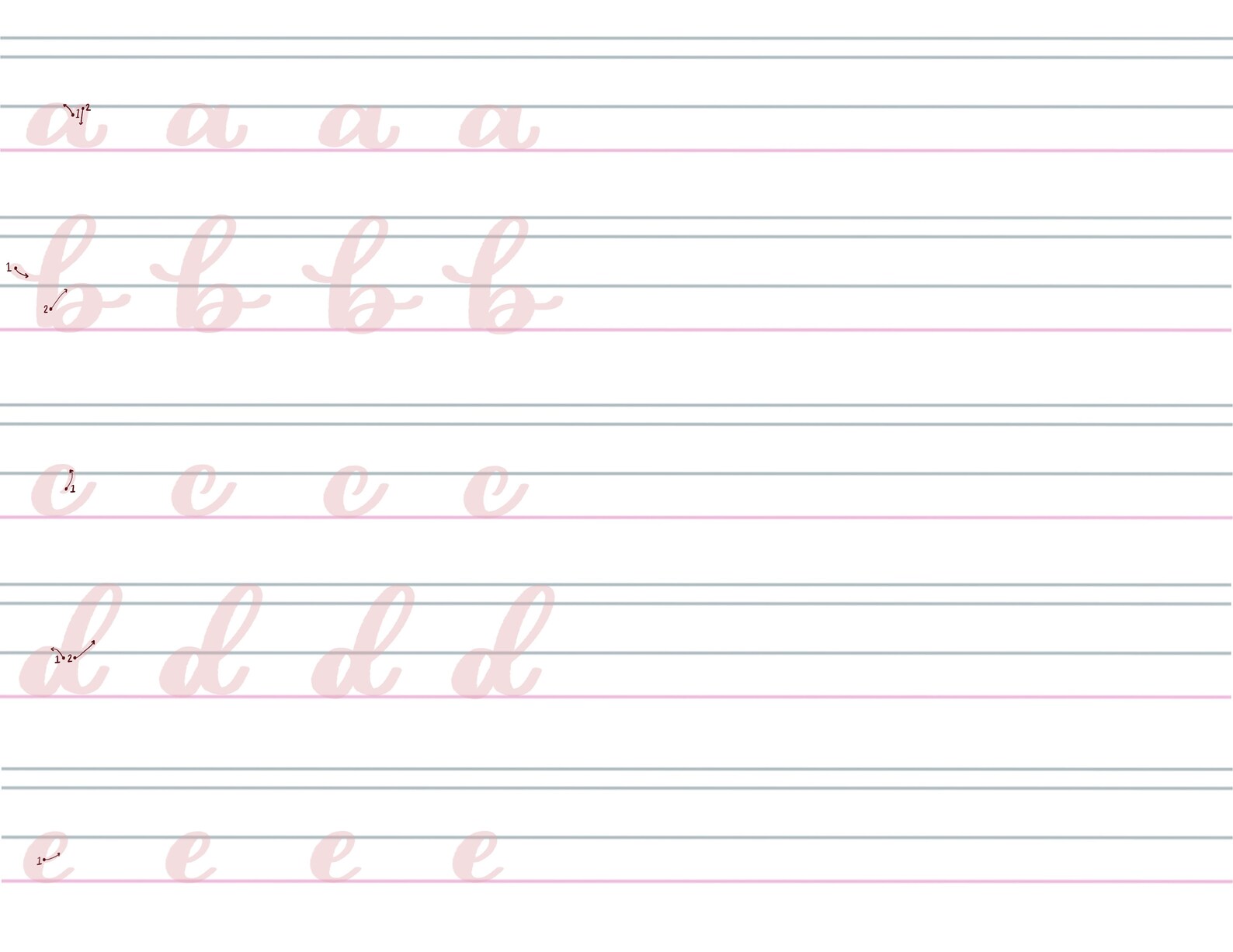 Beginner Brush Lettering Practice Guide Sheets | Lowercase Alphabet ...