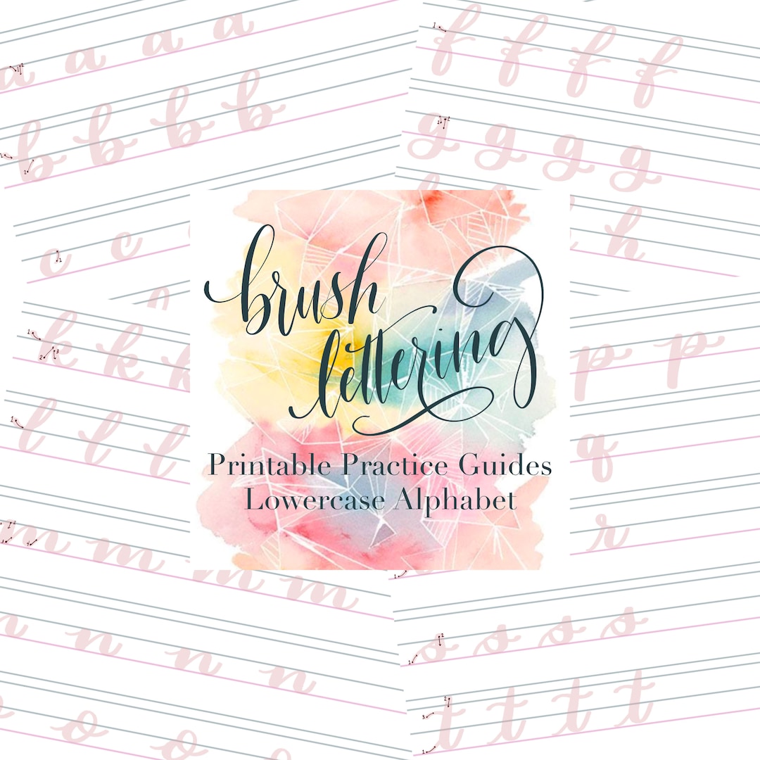 Beginner Brush Lettering Practice Guide Sheets | Lowercase Alphabet ...