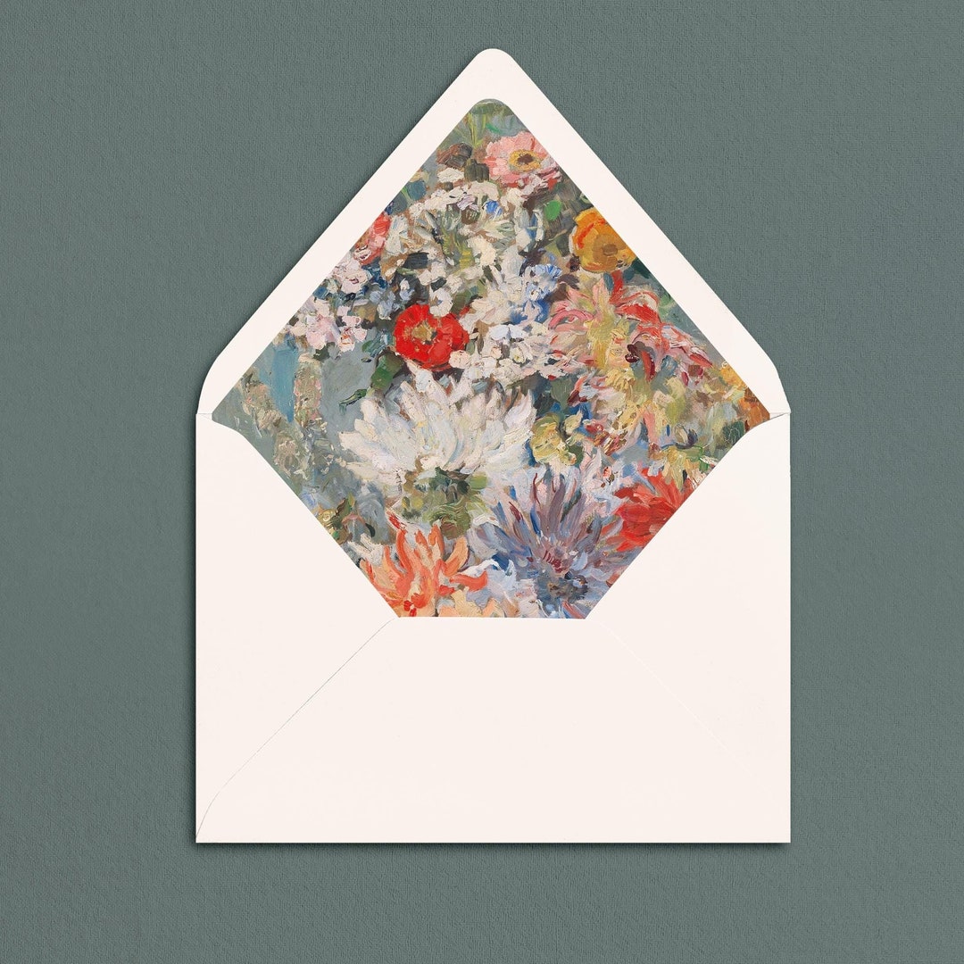 Bright Painted Floral Envelope Liner • colorful Liners, Painterly ...