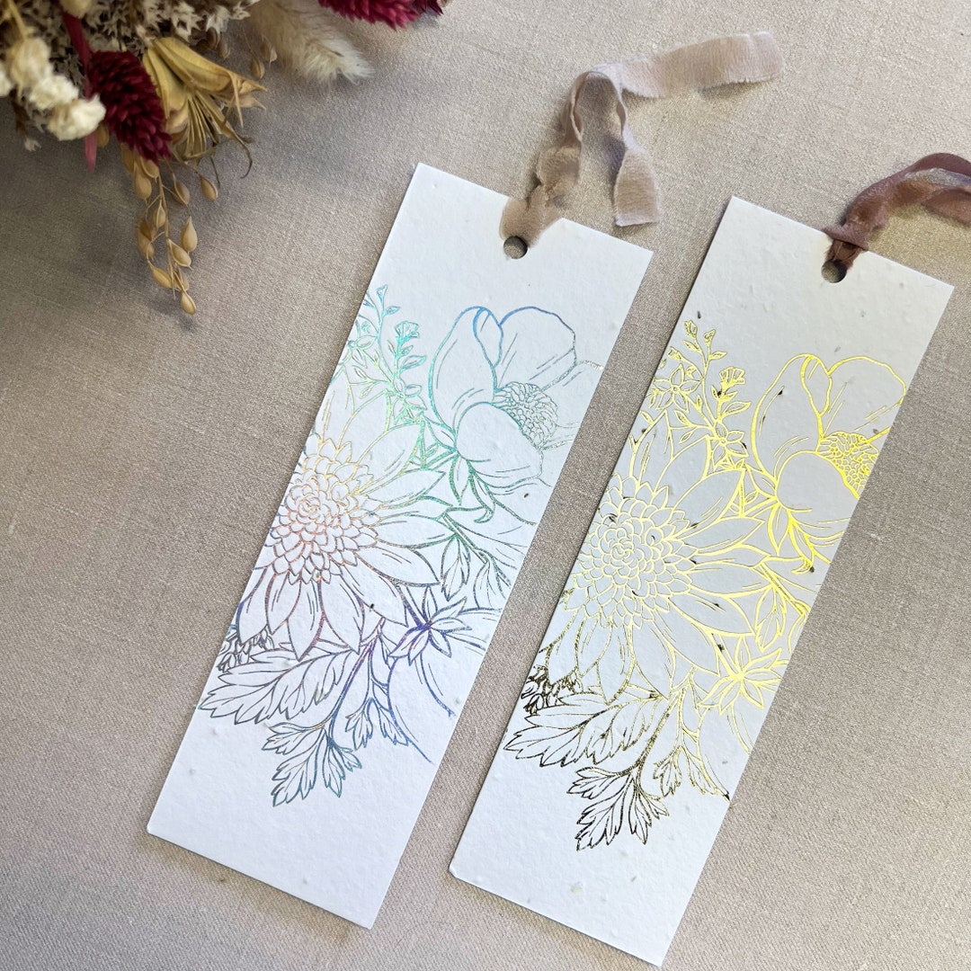 Seeded Paper Foil Bookmarks | Gift for Her | Eco-friendly | Holographic ...