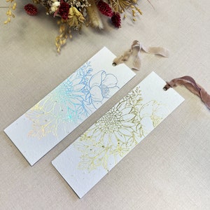 Seeded Paper Foil Bookmarks | Gift for Her | Eco-friendly | Holographic ...