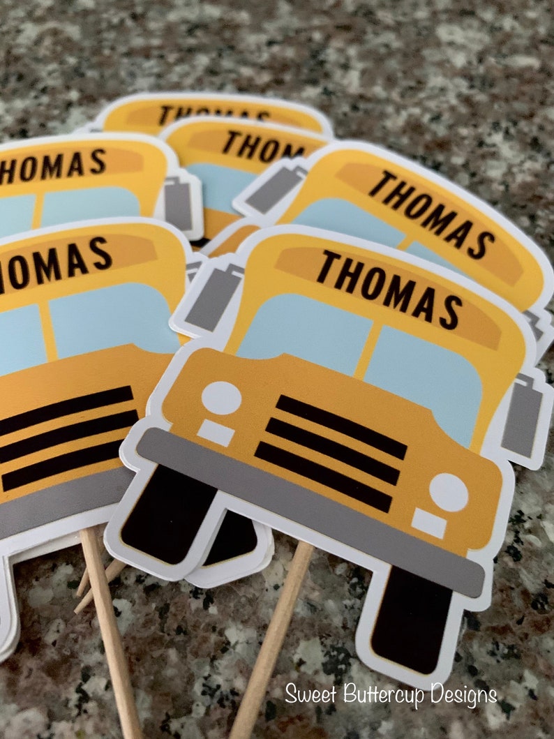 School Bus Birthday Party Cupcake Toppers Wheels on the Bus - Etsy