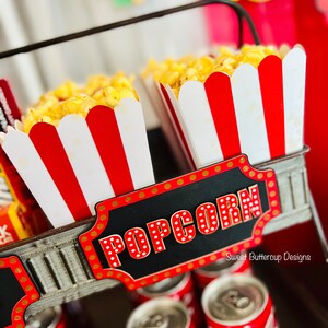 Movie Night Food Markers, Concession Stand Signs, Customizable Set of 3 ...