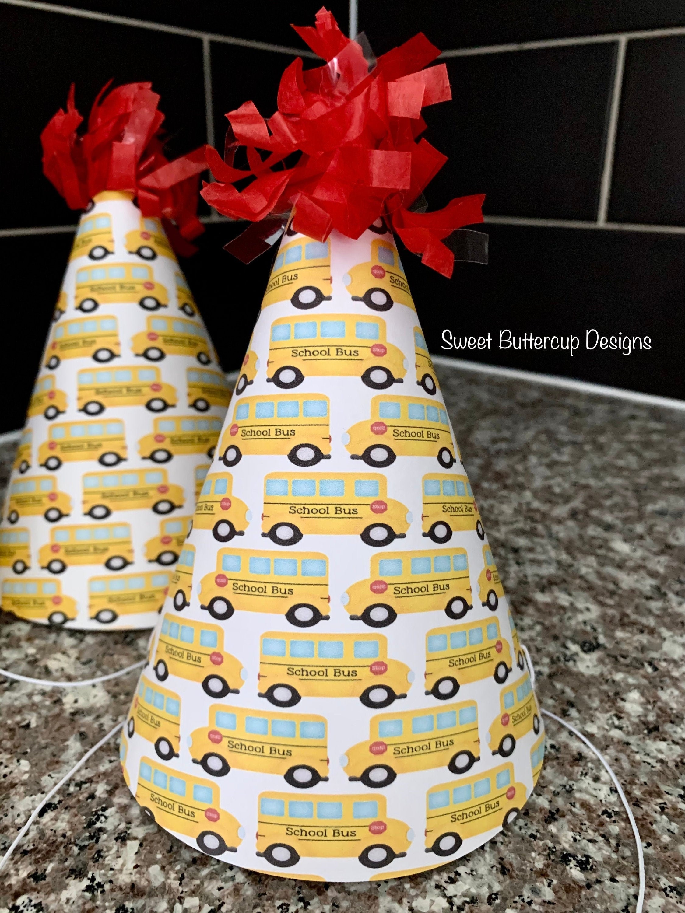 School Bus Party Hats Wheels on the Bus Party Hats School | Etsy