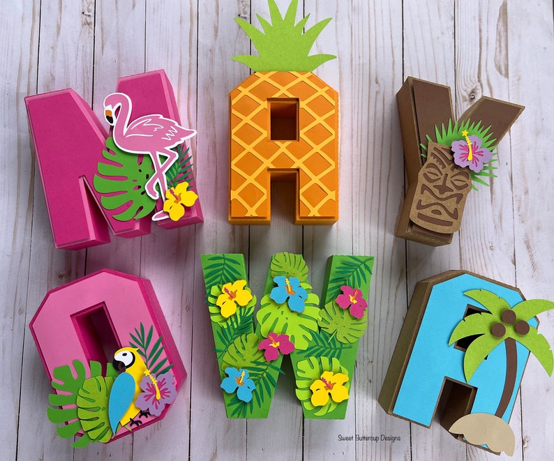 Tropical 3D Letters Luau Party Decorations Hawaiian Party - Etsy