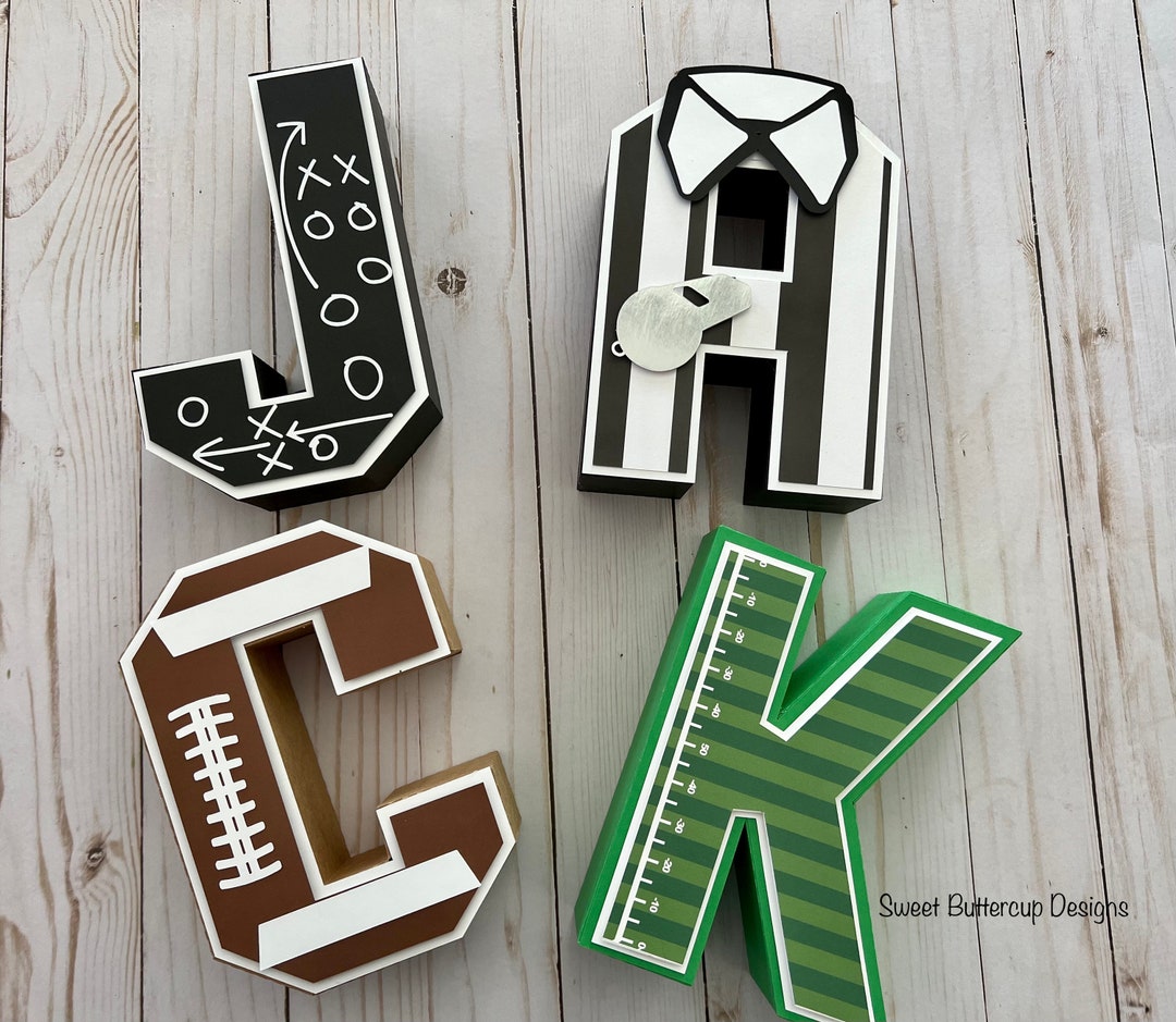 Football Party Free Standing 3D Letters & Numbers , Football Theme ...