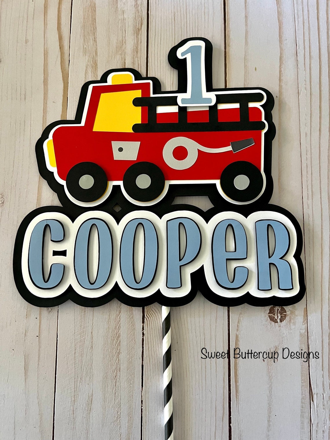 Firetruck Cake Topper/fireman Cake Topper/firefighter Decorations/1st ...