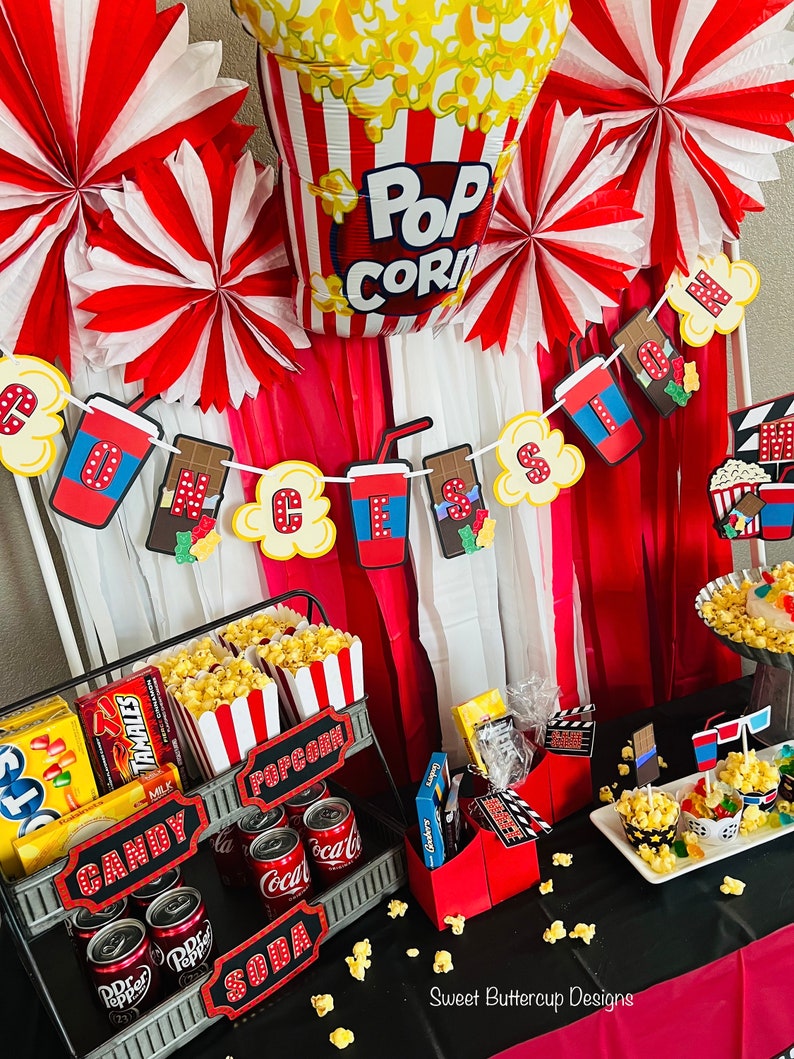 Movie Night Food Markers, Concession Stand Signs, Customizable Set of 3 ...