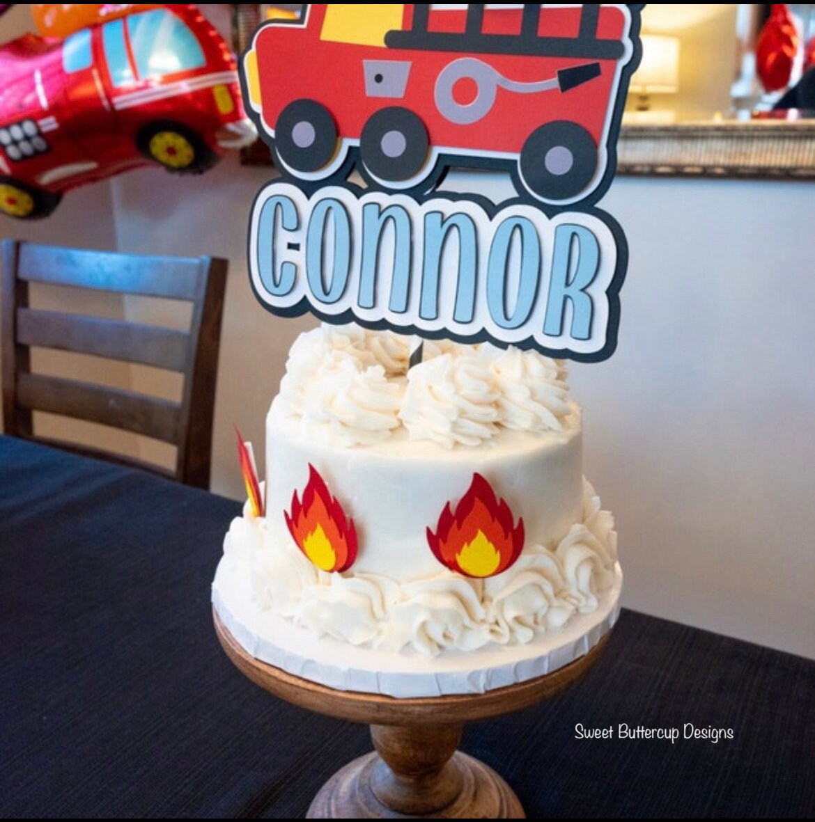 Firetruck 1st Birthday Cake Topper, Fire Station Number One Fireman ...