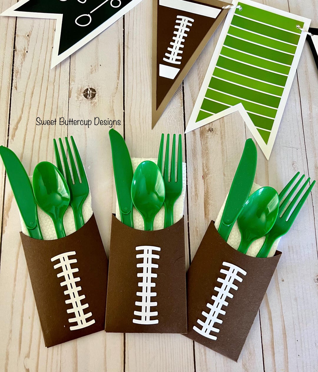 Football Silverware and Napkin Holder, Football Utensil and Napkin ...