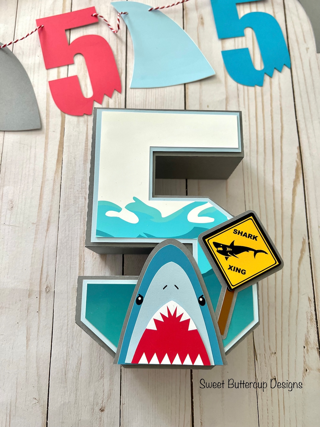 Shark Party Decor, 10" 3D Number or Letter, Cardstock Centerpiece - Etsy