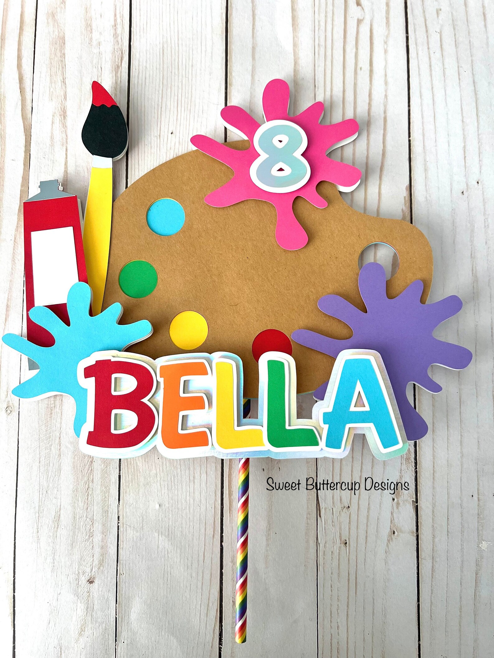 Paint Party Cake Topper, Art Party, Rainbow Party, Art Decorations - Etsy