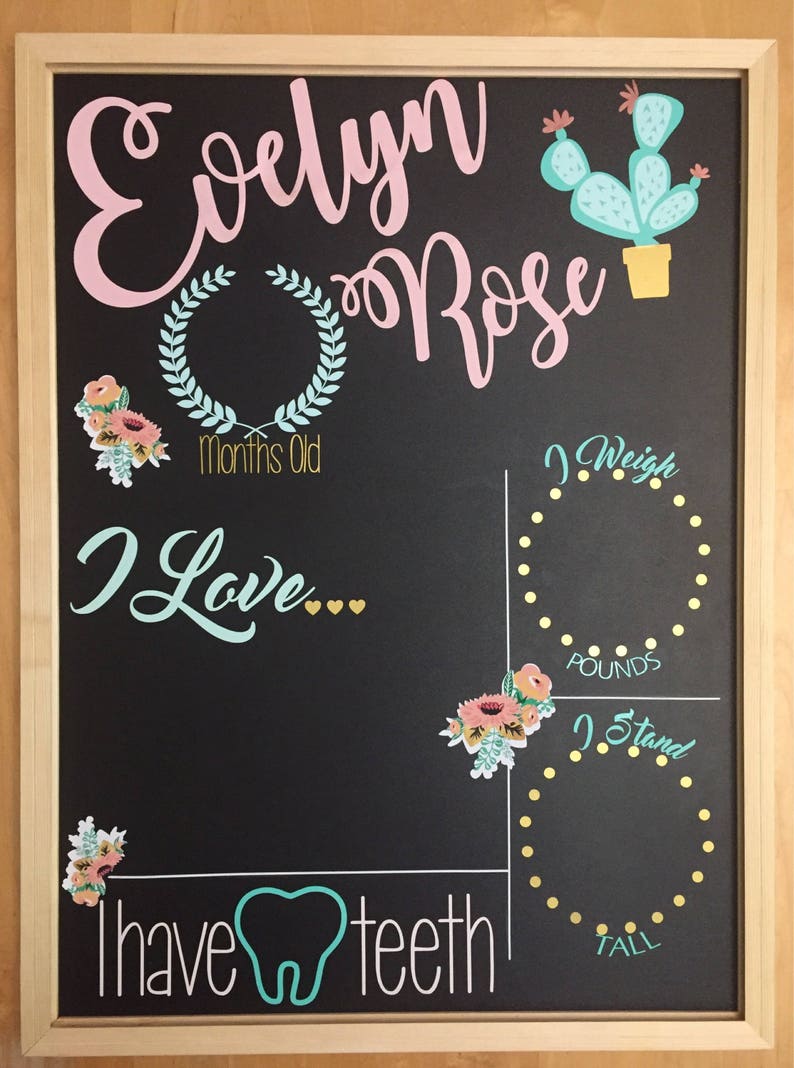 Baby's First Year Girl Monthly Milestone Chalkboard - Etsy